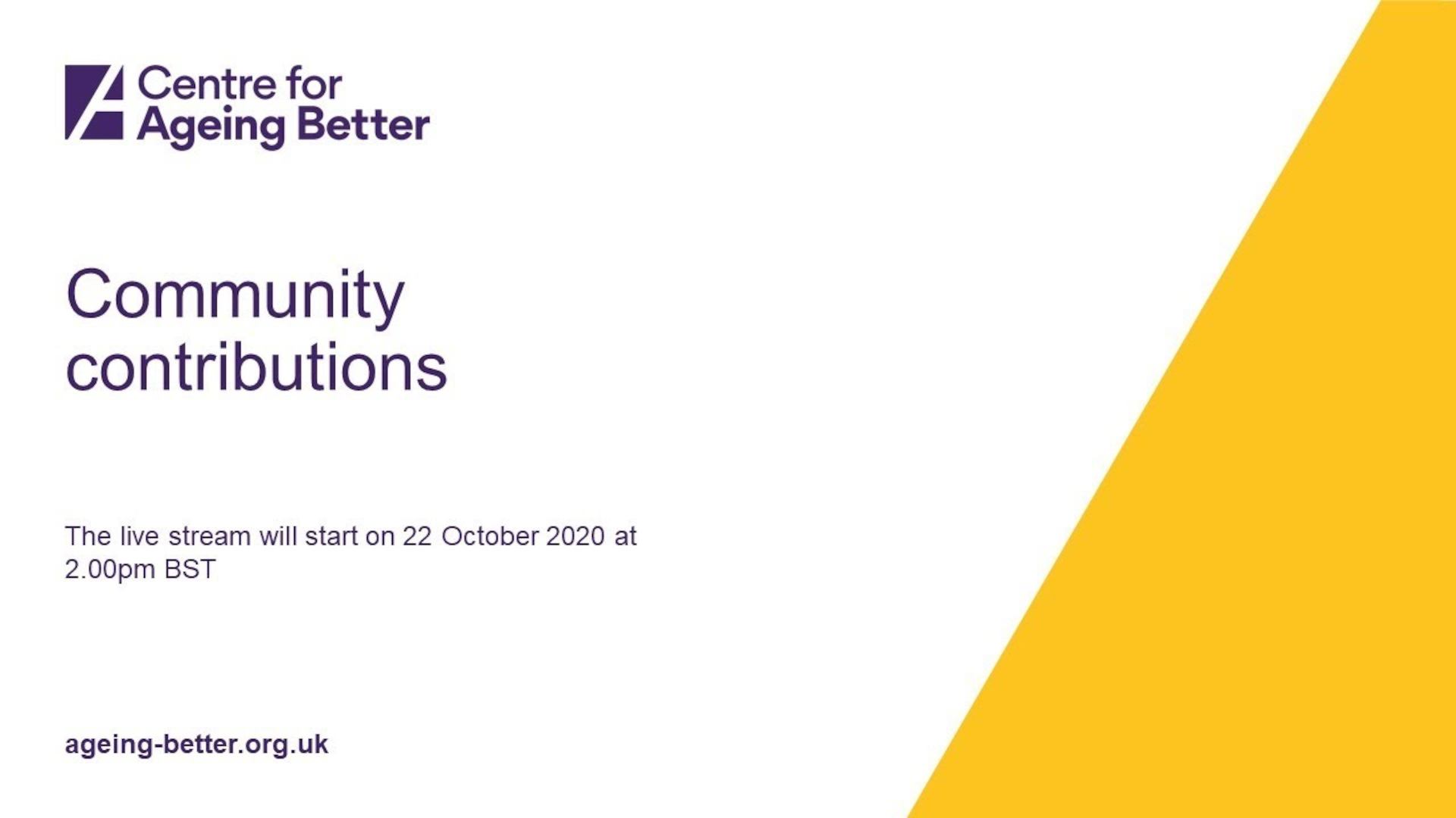 Community contributions: Healthy ageing webinars | Centre for Ageing Better